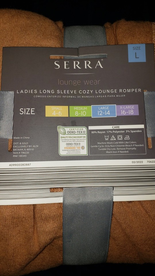 ALDI SERRA LOUNGEWEAR WOMEN LONG SLEEVE COZY LOUNGE ROMPER CARMEL COLOR ...
