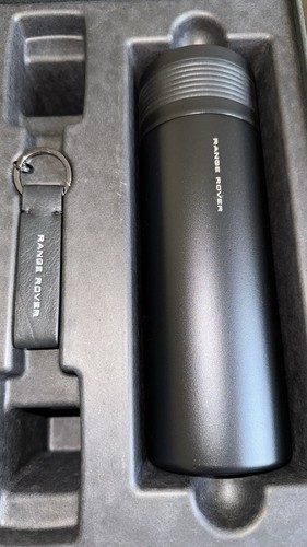 Genuine Range Rover Matte Black Water Bottle Flask & Leather Key Chain ...