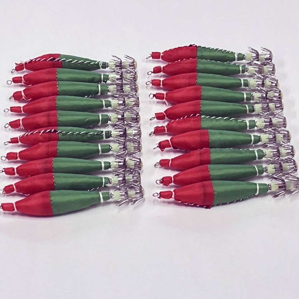 2.5 size floating squid lure 20 pieces red/green set for squid fishing ...