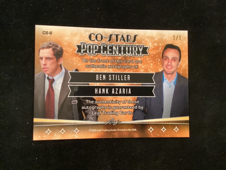 LEAF POP CENTURY BEN STILLER/ HANK AZARIA 1/1 RED AUTOGRAPHED CARD | eBay