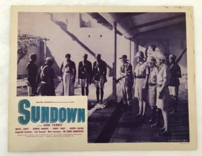 1941 SUNDOWN Gene TIERNEY Bruce CABOT Lobby Card WWII Africa Movie ...