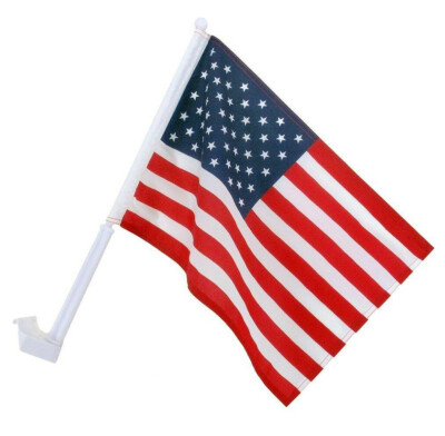 U.S. Car Window Flags -LARGE SIZE- 18"x12" American Flag w 20" Pole ...