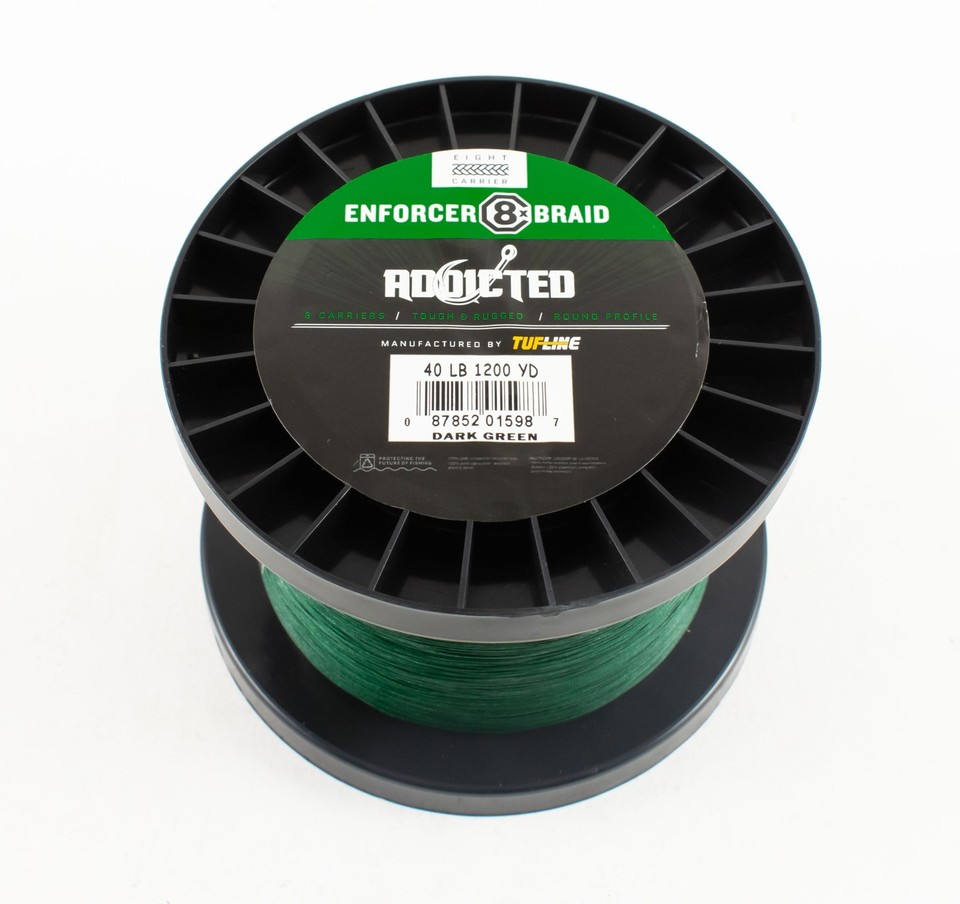 TUF-LINE ADDICTED ENFORCER 8X BRAIDED BULK SPOOL 1200YD DARK GREEN 40LB ...