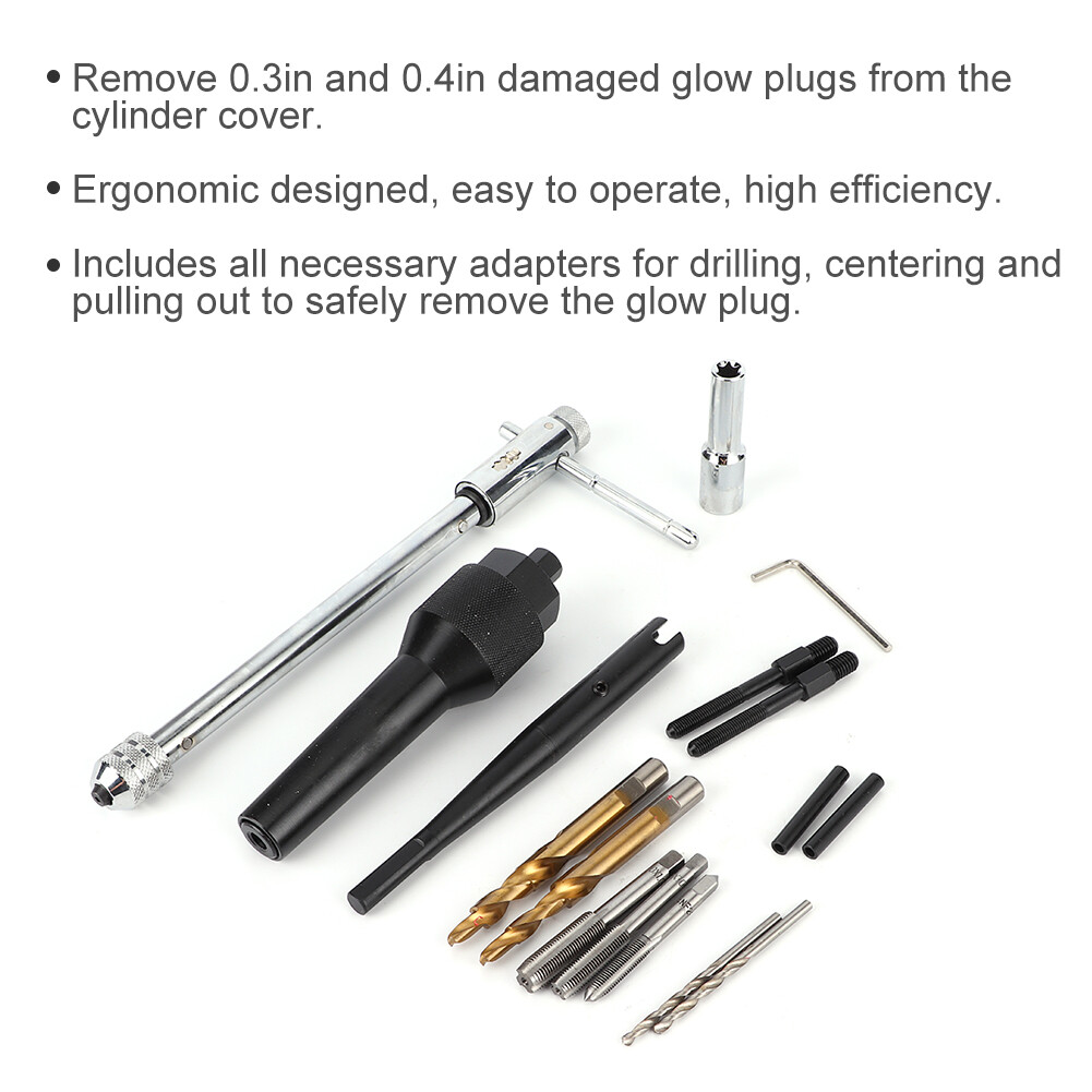 16pcs Glow Plug Removal Remover Tool Kit 8mm 10mm 1 16-Piece Glow Plug ...