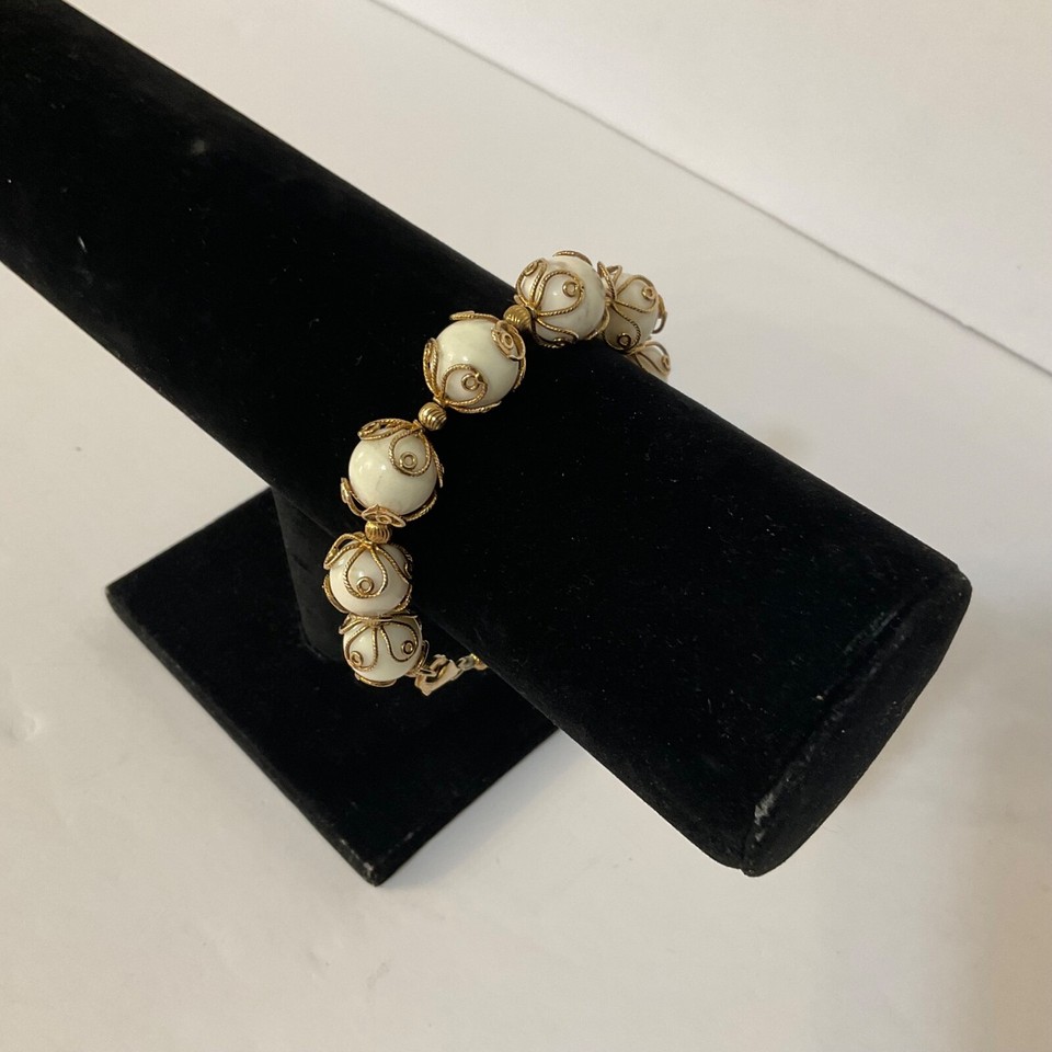 Vtg OT Turkey Bracelet 18K Yellow Gold Technibond Filigree 925 White ...