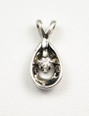 14k White Gold Single Stone Pear Shape Pendant | eBay