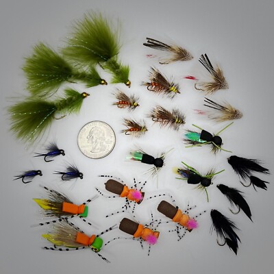 24 pc Fly Fishing Set - Woolly Hopper Popper Frenchie Worm for Panfish ...