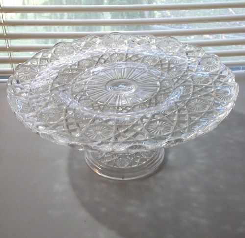 EAPG 1888 Jones Cavitt #130 Squared Daisy and Diamond Cake Stand 10.5"D ...