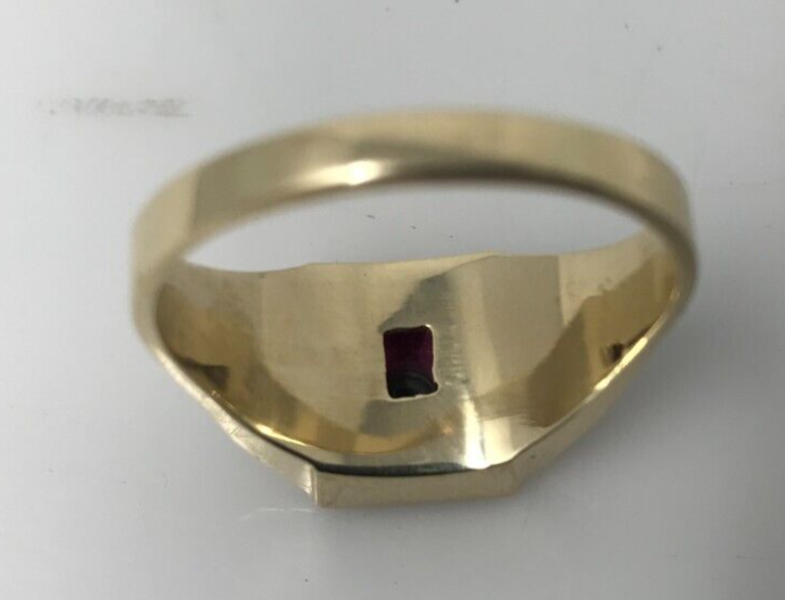 10K Yellow Gold Masonic Freemason Red Stone Ring | eBay