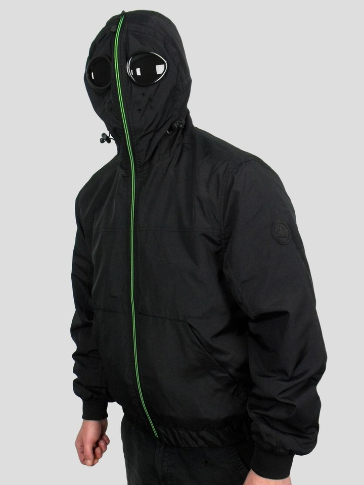 Mens Killjoy Goggle Jacket Hooded Black Bomber Streetwear Coat Zipper ...