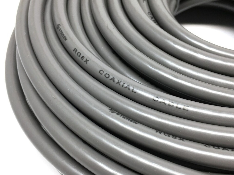 Steren 50 ft Gray RG8X Mini-8 Coax Coaxial PL259 UHF Ham CB Radio ...