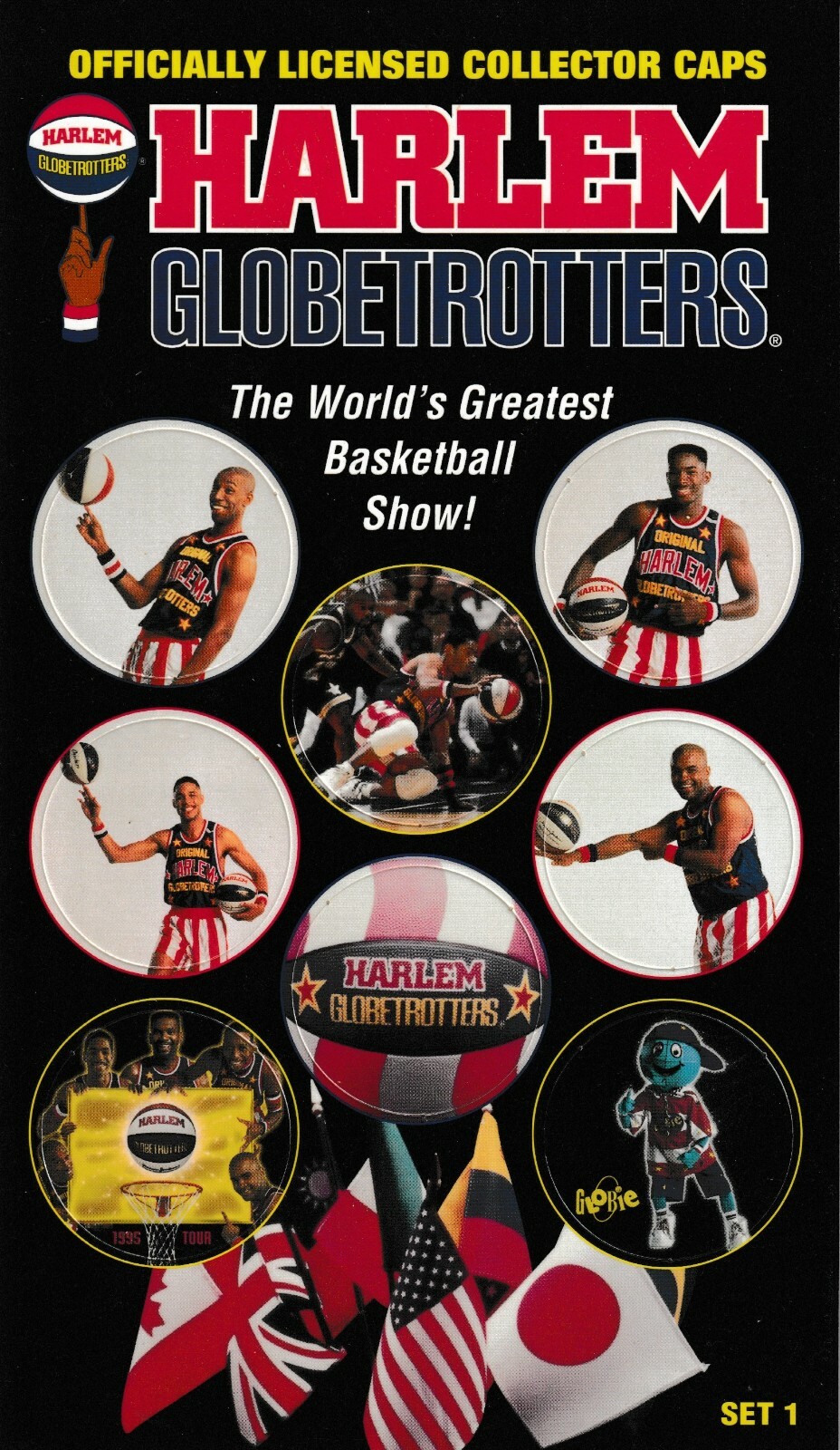 Card with 8 Harlem Globetrotters Collector Caps / POGs | eBay