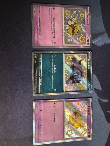 Pokemon Paldean Fates Fidough Greavard Maschiff - Shiny Dog Set SVP 069 ...