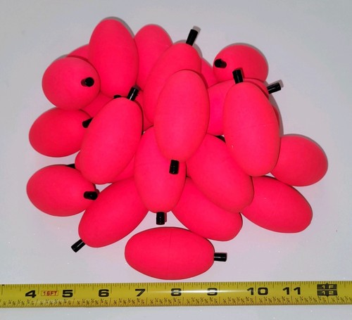 Fishing Floats 2-1/2" PINK NON-SLOTTED OVAL Shape, with PEG, 24 Floats ...
