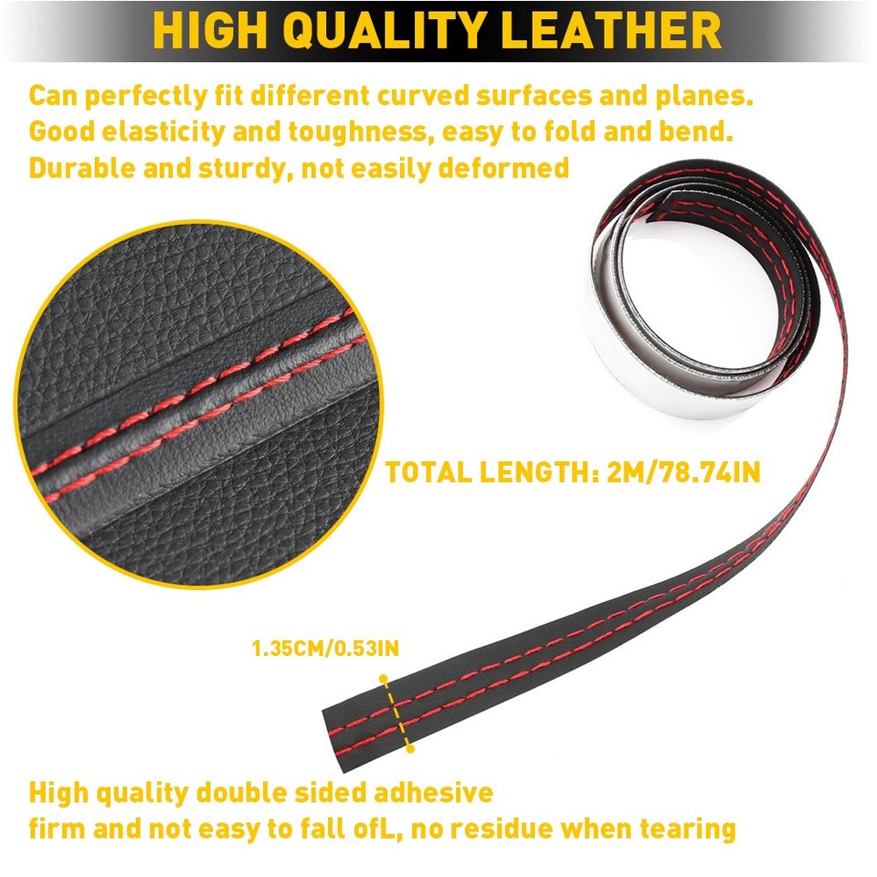 2M PU Leather Car Dashboard Decor Line Strip Sticker Moulding Trim ...