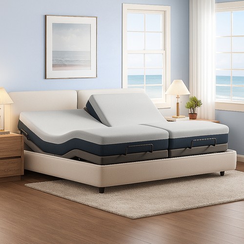 Split King Adjustable Electric Bed Frame Base Massage Wireless Remote ...