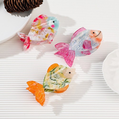 Creativity Cute Colorful Fish Hair Claw Acetate Claw Clip Goldfish Hair ...