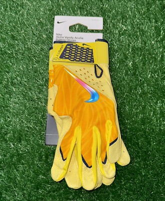 Nike Ronald Acuna Jr PE Alpha Varsity Baseball Batting Gloves Yellow ...