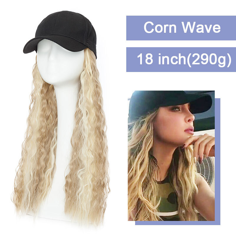 One Piece Baseball Hat with Synthetic Hair Wigs Straight Bob Baseball ...