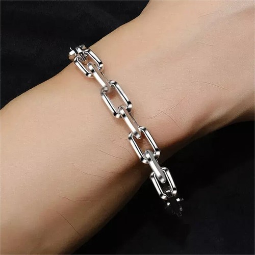 Fine Pt950 Real Platinum 950 Women Man's 9mm Solid Cable Link Bracelet 8.66inchL | eBay