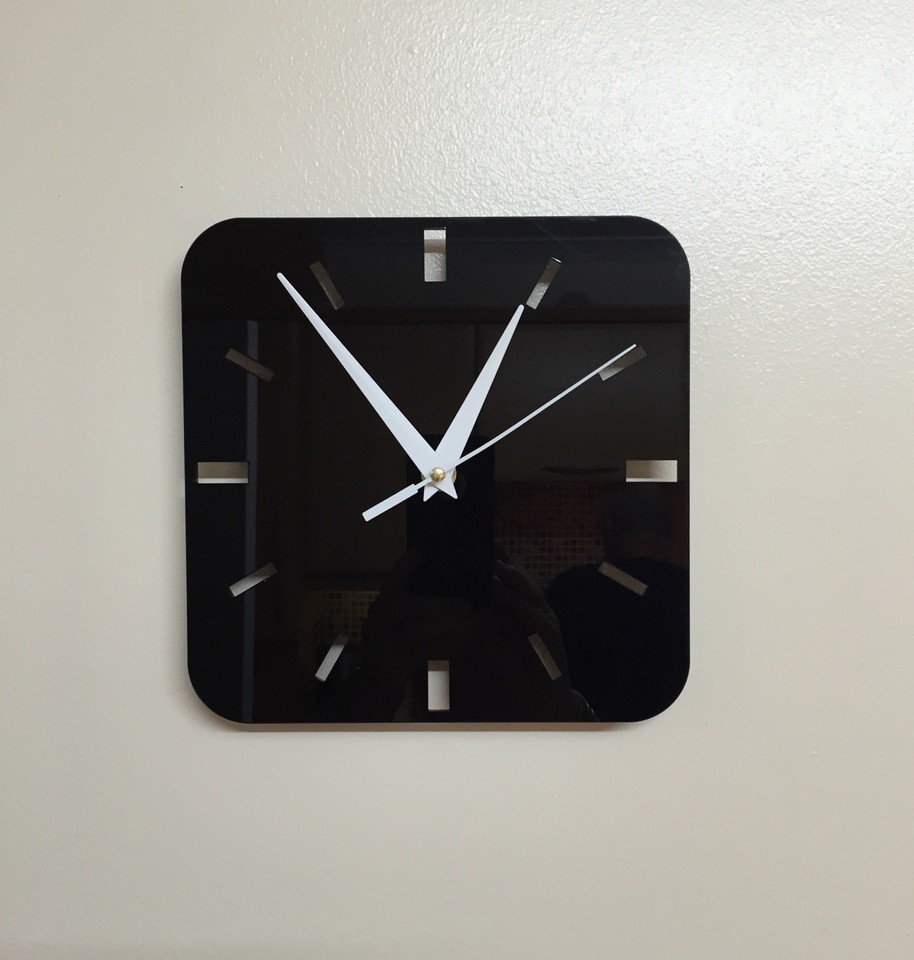 Acrylic Square Black Clock With White Hands | eBay