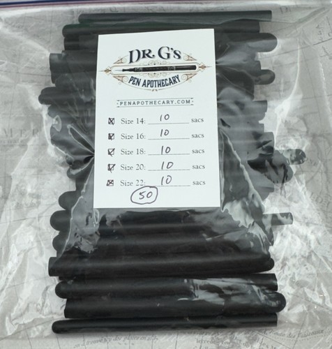 Fountain Pen Rubber Ink Sac Bladder 50 sac assortment 10 ea sizes 14 16 ...