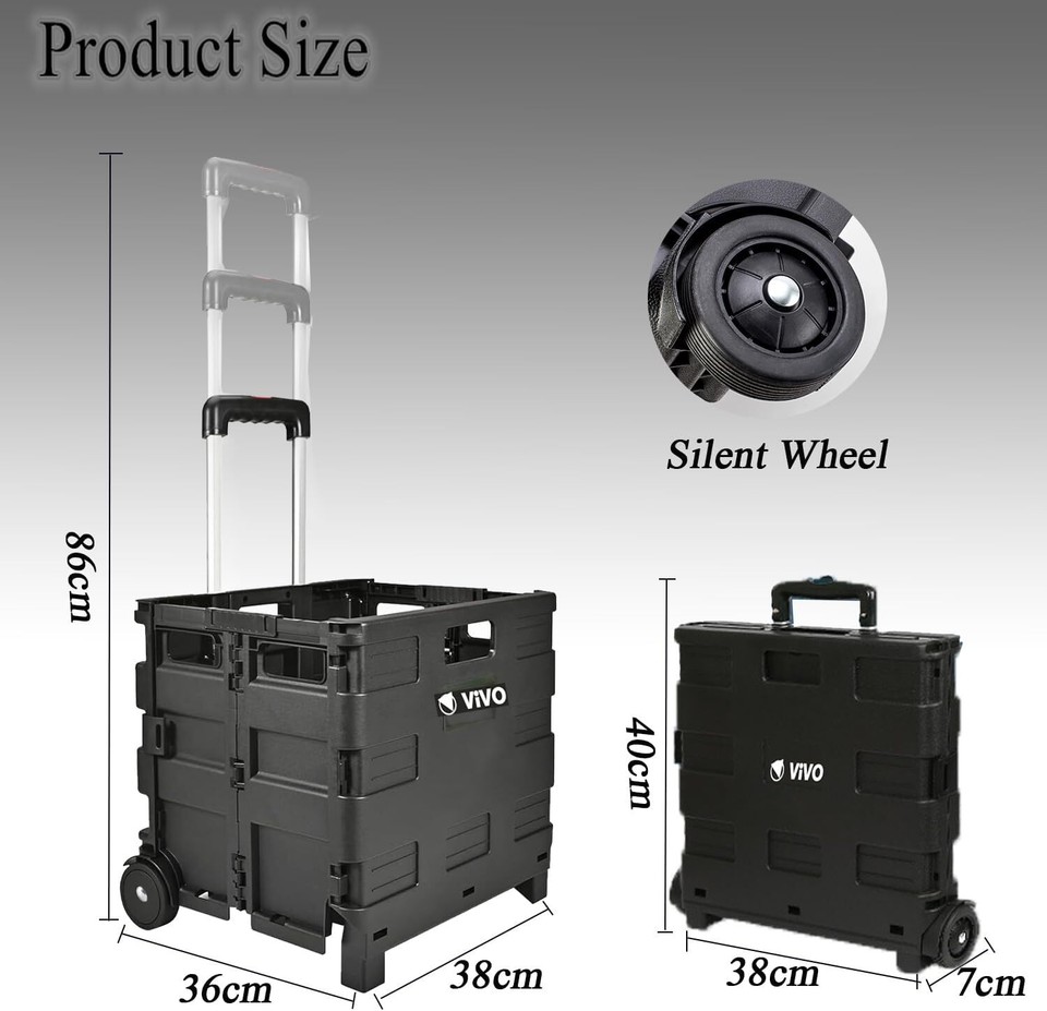 25Kg Multipurpose Foldable Shopping Trolley Cart Handle Wheel Camping ...