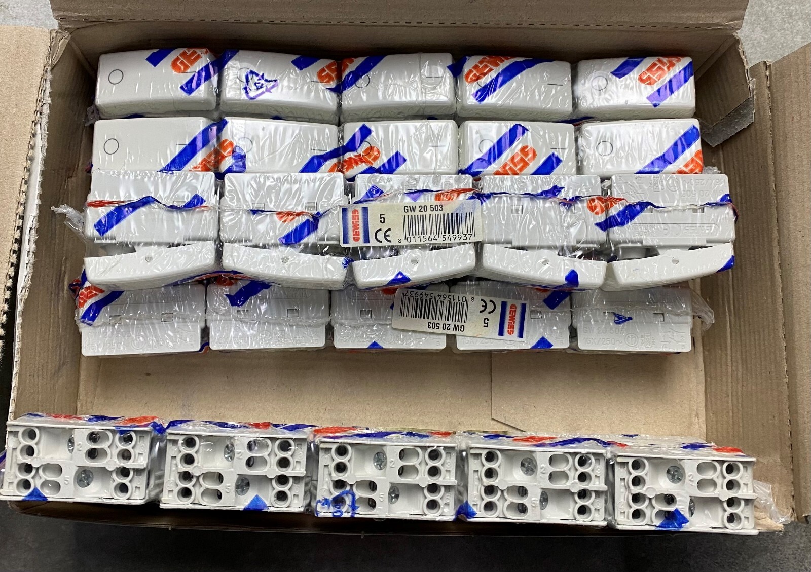 GEWISS GW20503 ONE-WAY SWITCH 2P 250V ac - 16AX - NEUTRAL -SYMBOL 0/I ...