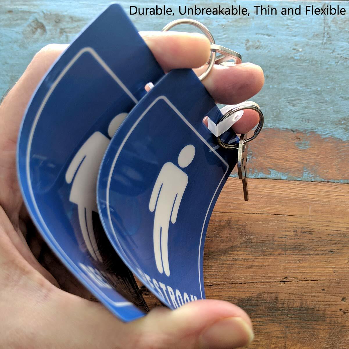 2 Pack Restroom Pass Keychains (1 Mens / 1 Womens) Flexible Bathroom ...