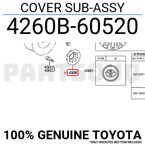 4260B60520 Genuine Toyota COVER SUB-ASSY 4260B-60520 | eBay