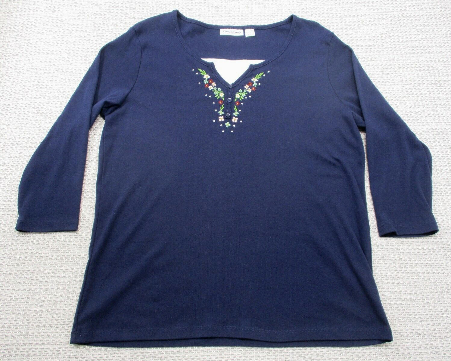 IB Diffusion Womens Top XL Blue 100% Cotton Shirt Beach Bling 3/4 ...