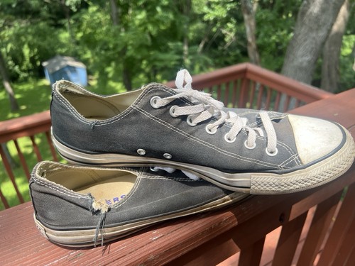 Converse Chuck Taylor All Star Sneakers Black Leather Men’s 13 Thrashed ...