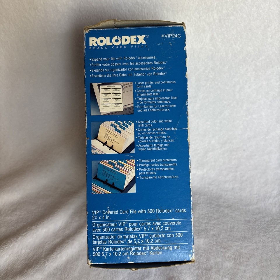 New Vintage Rolodex VIP-24C Covered Desktop Card File Black w/ 500 ...