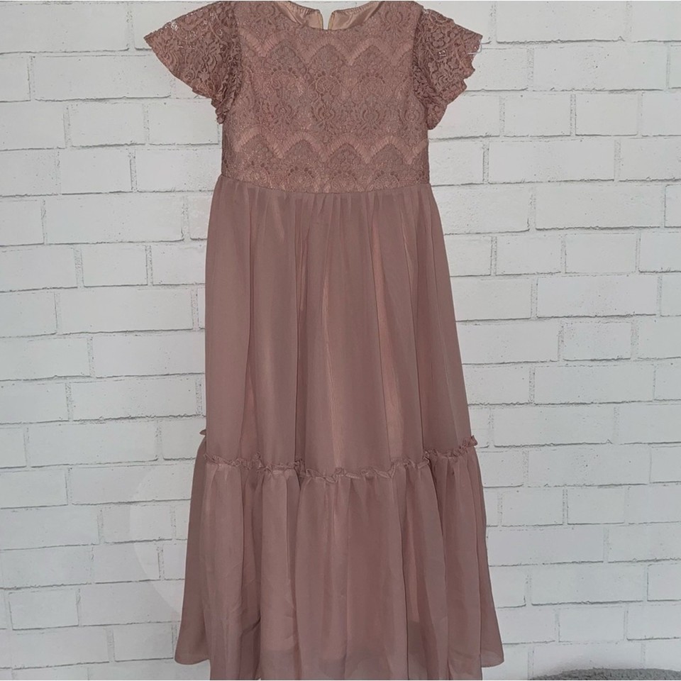 Lavetir Girls Formal Flower Girl Dress Wedding Gown Blush Pink Lace 6 ...