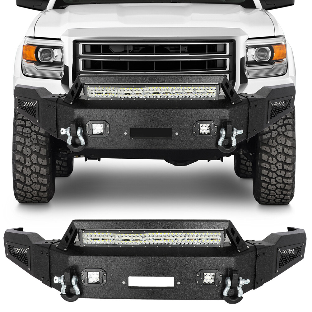 For 2014-2015 GMC Sierra 1500 Black Off-Road Front Bumper with Winch ...