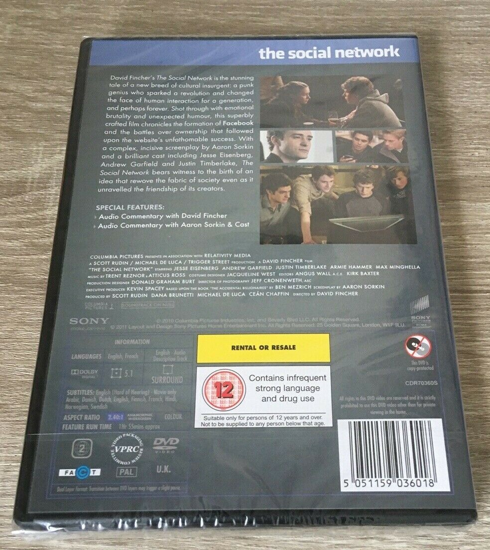 THE SOCIAL NETWORK (DVD, 2011) DVD FILM BNIW NEW SEALED GIFT PRESENT | eBay