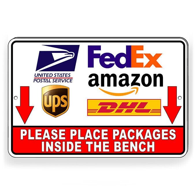 Deliver Packages Inside Bench Arrows Down Sign / Decal / Usps Ups I248 ...