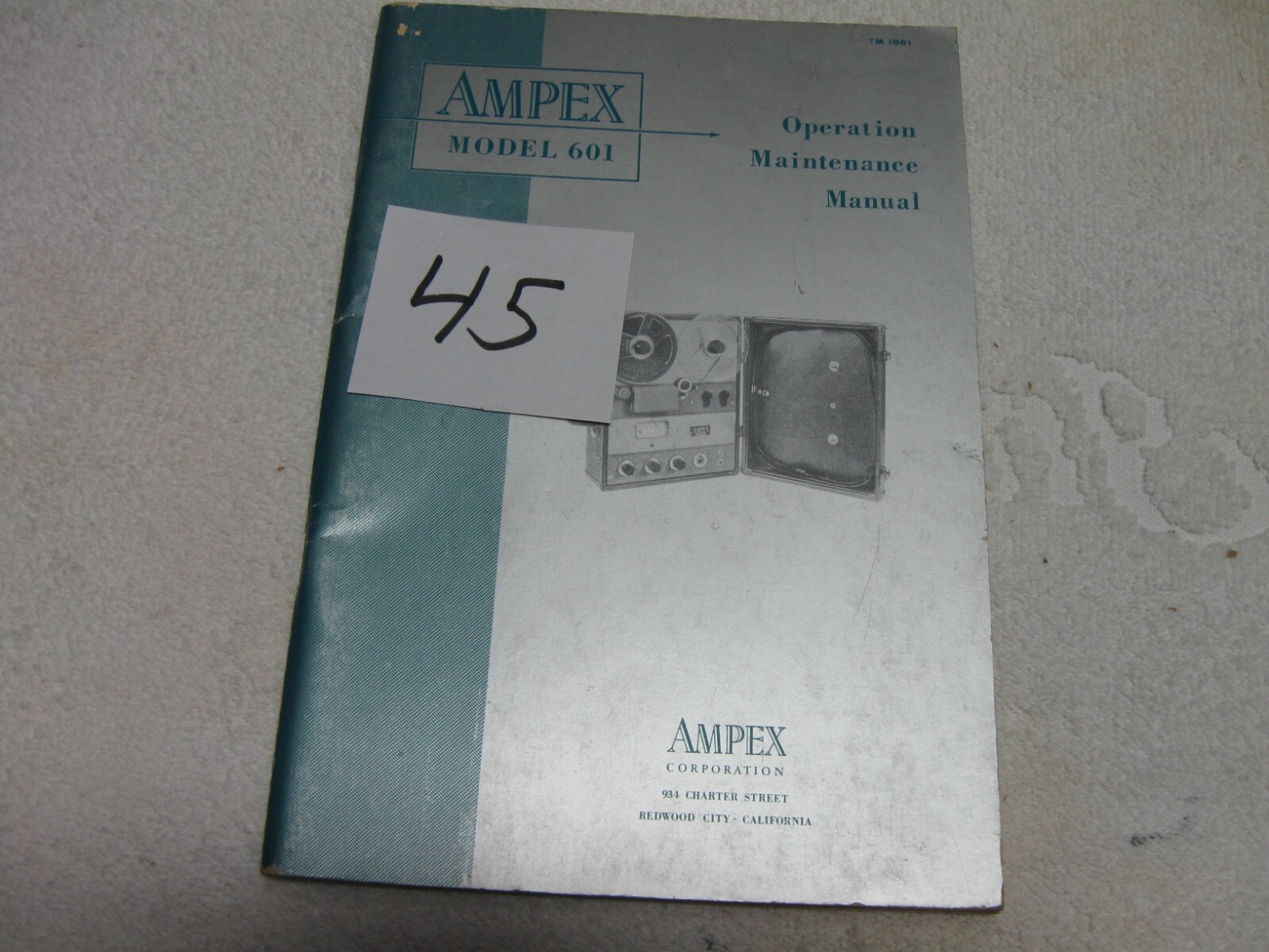 Ampex Model 601 Original Owners Manuals | eBay