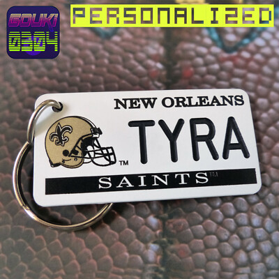 Personalized New Orleans Saints Keychain - Key Ring Tag - Custom Name ...
