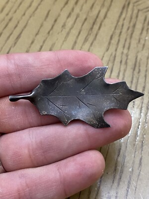 STUART NYE 925 Sterling Silver - Vintage Single Leaf Motif Brooch Pin ...