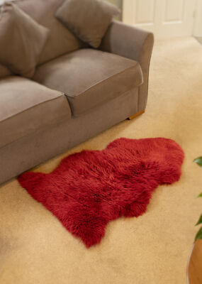 Raspberry Coloured Sheepskin Rug Eco Tanned Premium Lambskin Floor ...
