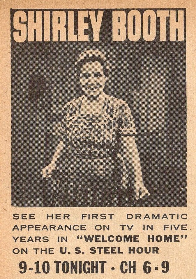 1958 TV AD'S~SHIRLEY BOOTH & SUZANNE STORRS~'WELCOME HOME' US STEEL ...