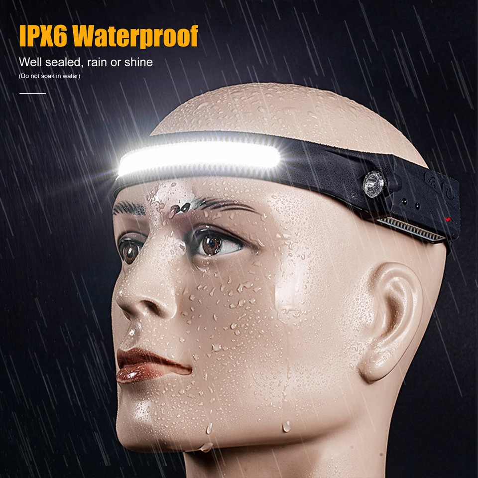 2PACK Headlamp COB LED Rechargeable Headlight Torch Work Light Bar Head ...