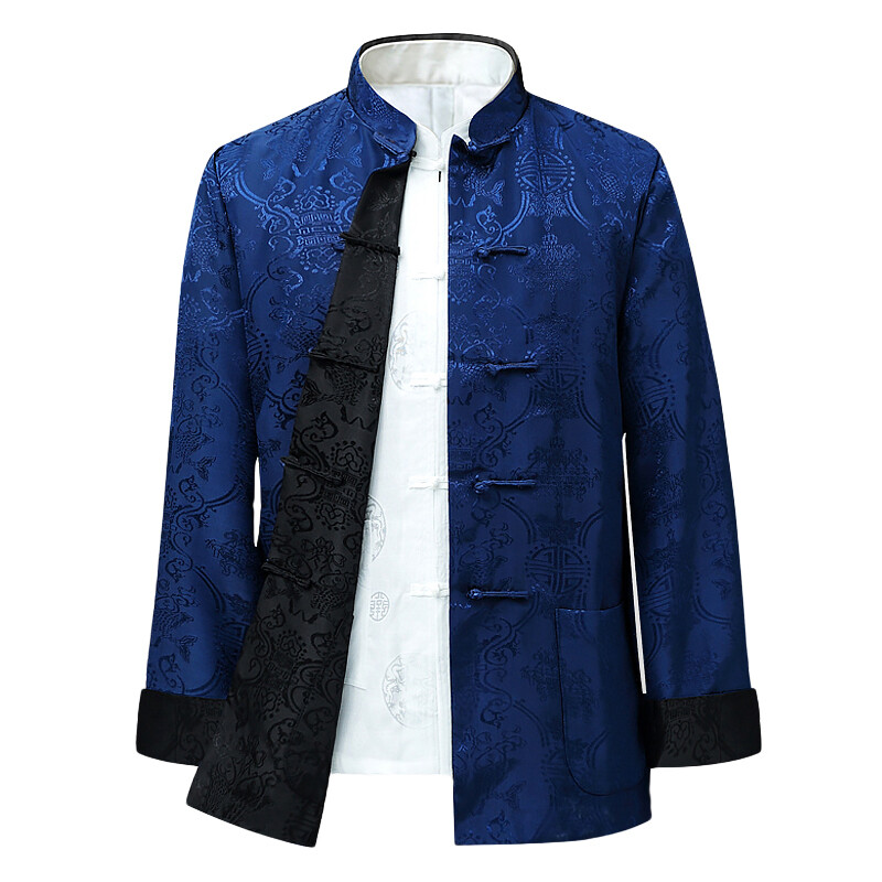 Mens Traditional Chinese Tang Suit Jacket Reversible Bruce Lee Kung Fu ...