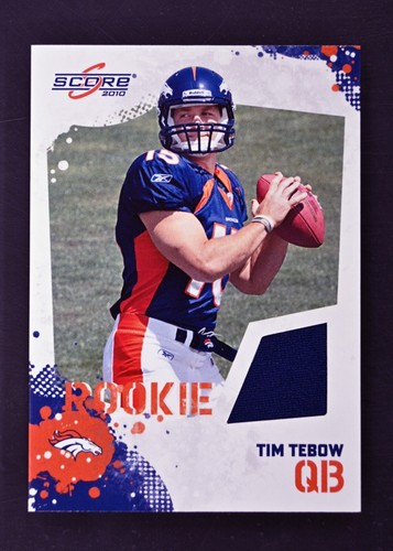 2010 Panini Score #3 Tim Tebow Authentic Jersey Rookie Denver Broncos ...