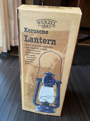 Wenzel Kerosene Lantern Blue Model 823017 Bail Handle Glass Globe | eBay