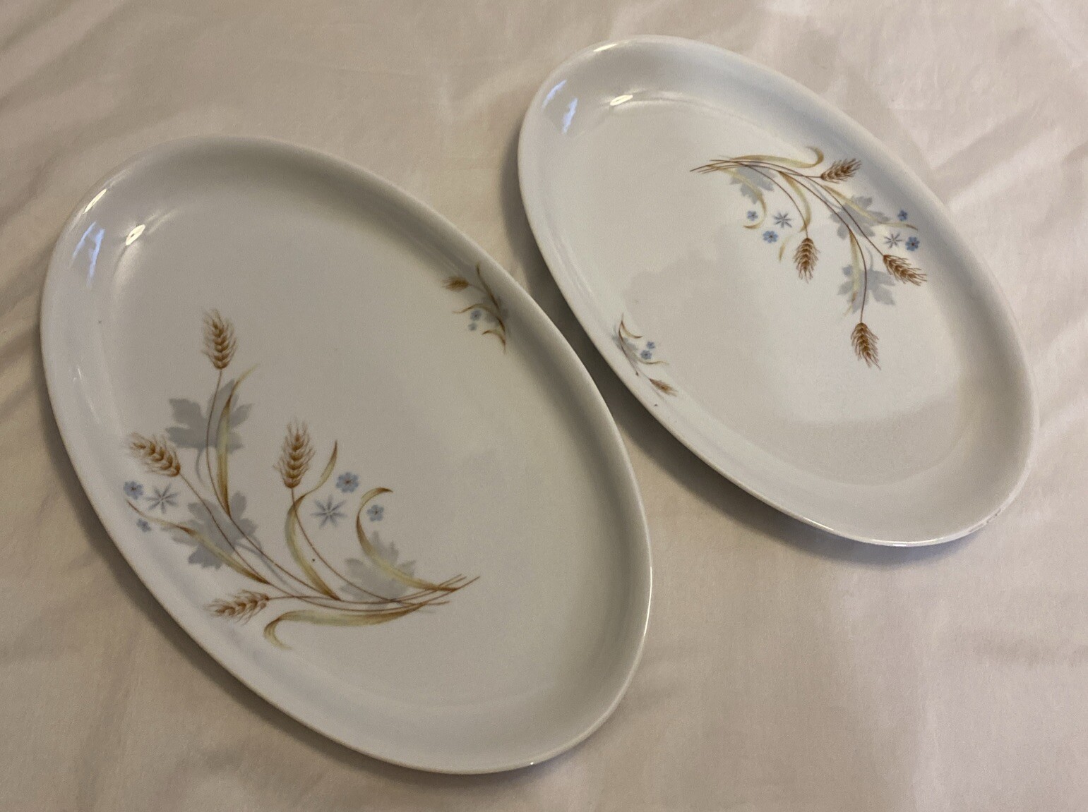 Set of 2 VTG Real S. Paulo Brazil Oval Serving Plates Golden Wheat Blue ...