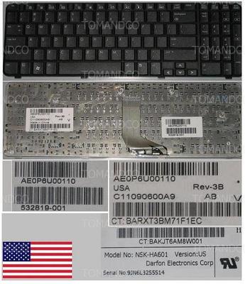 Keyboard Qwerty US Domestic HP G61 CQ61 NSK-HA601 0P6 9J.N0Y82.601 ...