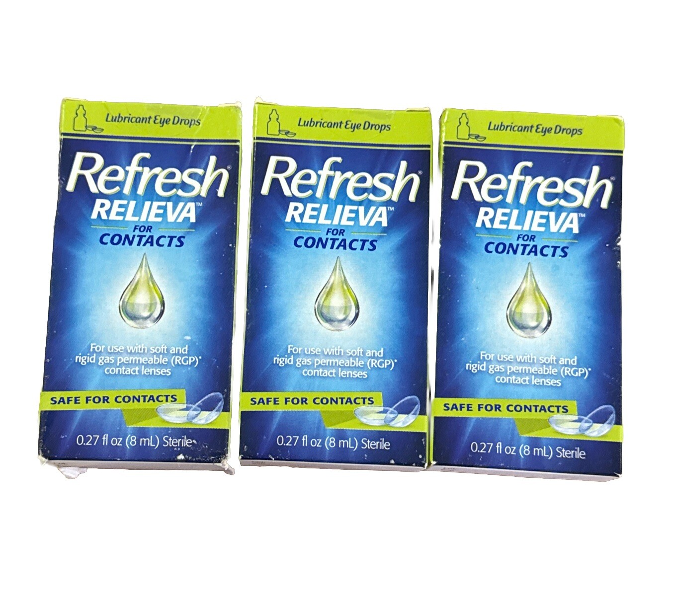 3 Pack Refresh Relieva for Contacts Lubricant Eye Drops 0.27Oz Sterile ...