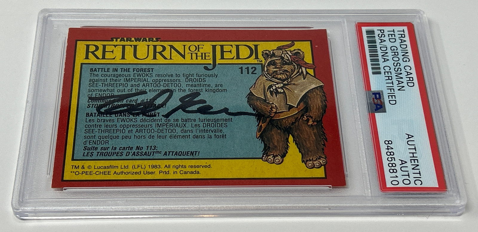 Signed Ted Grossman 1983 OPC Return Of The Jedi #112 Battle In The ...